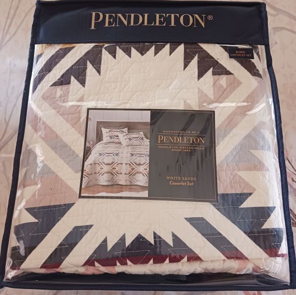 Pendleton Sandshell White Sands King Size Quilted Coverlet & 2 Pillow Shams NEW | eBay