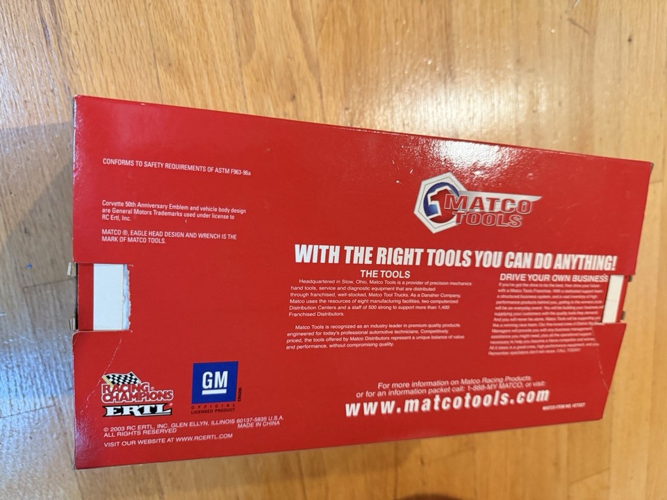 Matco Tools 2003 Corvette 1:18 Scale Red 1 Of 4000 Ertl Racing ...