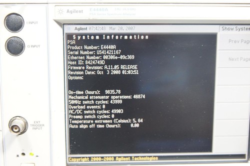AGILENT E4440A PSA Series 3Hz to 26.5GHz Spectrum Analyzer | eBay