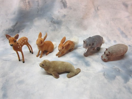 Vintage Lot of 6 Handwork Kunstlerschutz Flocked & Real Fur Mini ...