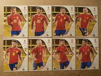 KOKE, ASENSIO, INIESTA (SPAIN), 8 TRADING CARDS PANINI "WORLD CUP 2018 ...