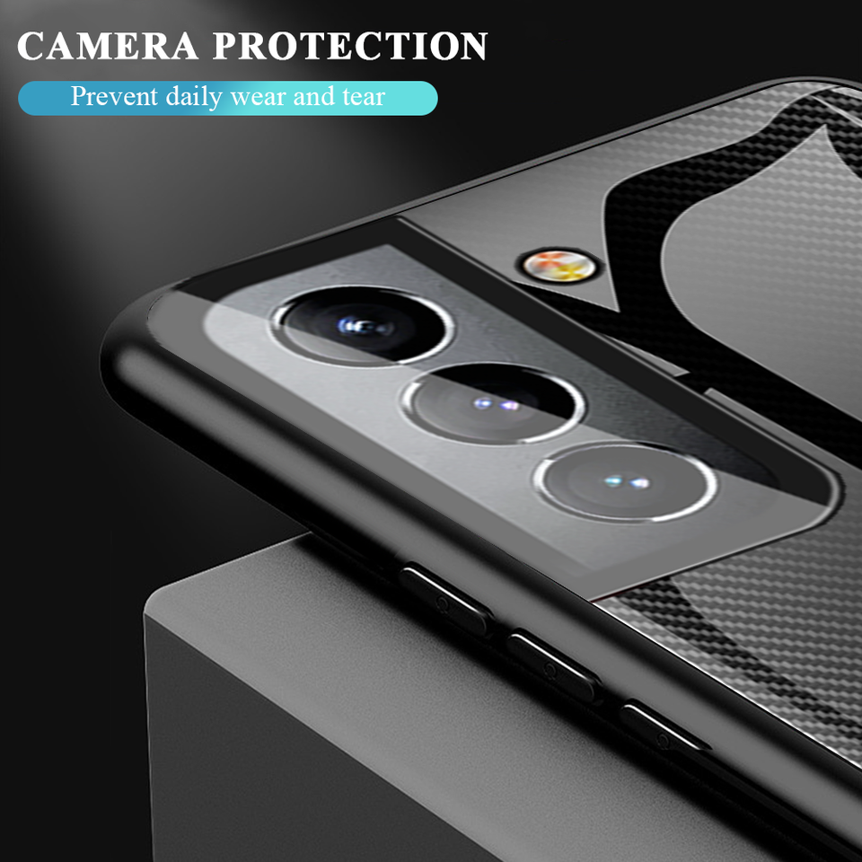 For Samsung Galaxy S25/S24/S23/S22/S21 Shockproof Fiber Texture Glass ...