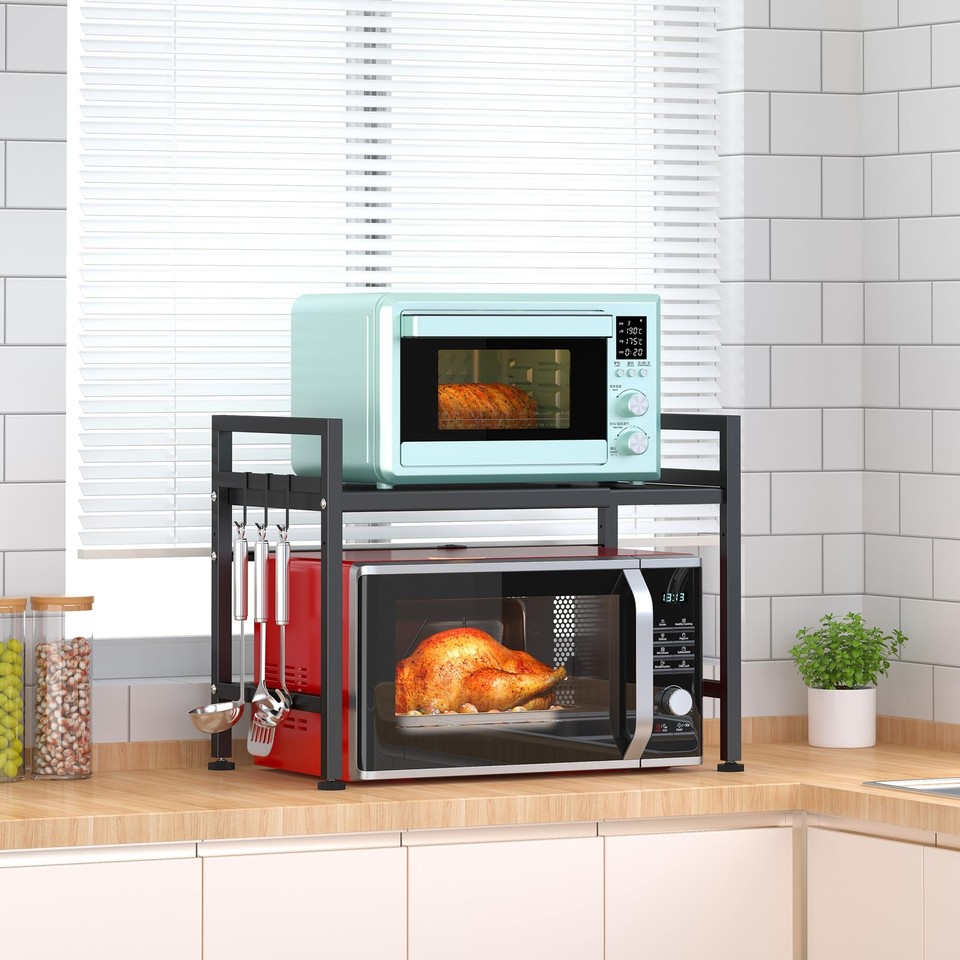 Microwave Oven Rack Extendable Shelf Heavy Duty Stand Counter Top ...