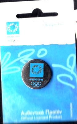 ATHENS 2004 OLYMPIC GAMES PIN. EMBLEM OF THE GAMES. ROUND SILVERY ...