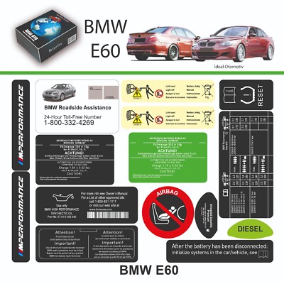 2003-2010 BMW 5 Series E60 Decal Sticker For All Models Engines | Front ...