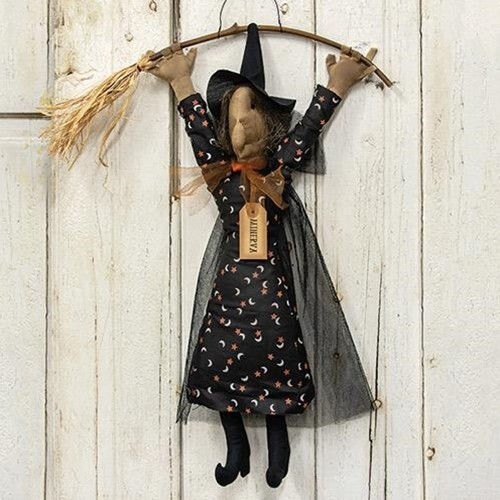 New Primitive Rustic WITCH DOLL BROOM HANGER Figure 24" | eBay