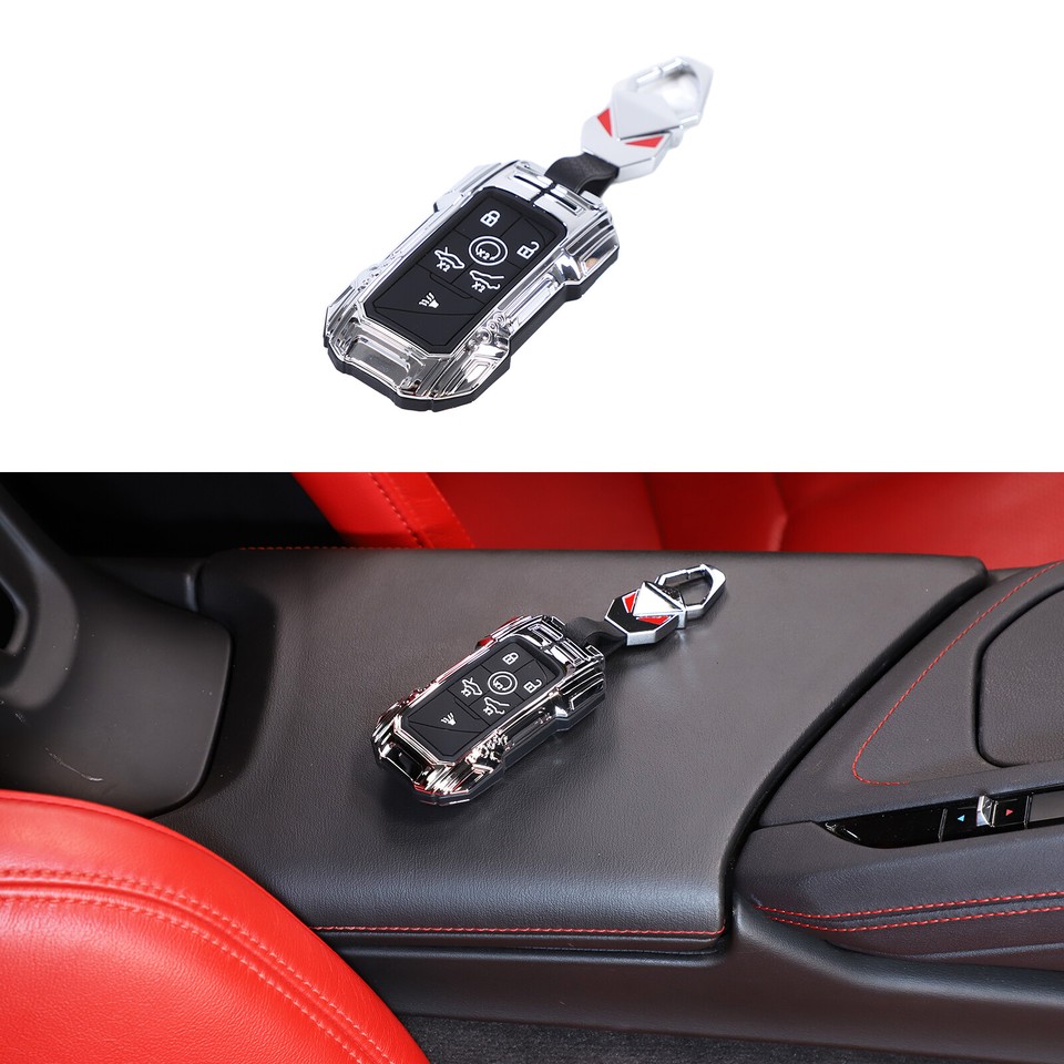 Gloss Alloy Key Fob Case Cover Shell Key Chain Fits Coupe Corvette C8 ...