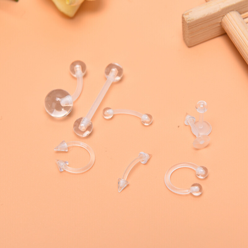 8Pcs Transparent Clear Acrylic Nose Ear Lip Belly Flexible Body ...