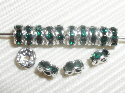 20 Swarovski Rhinestone Rondelles 5mm Silver / Emerald SR507 | eBay
