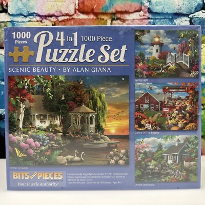 BITS & PIECE 1,000 Piece Puzzle Set 4-IN-1 SCENIC BEAUTY Landscapes Animals NEW | eBay