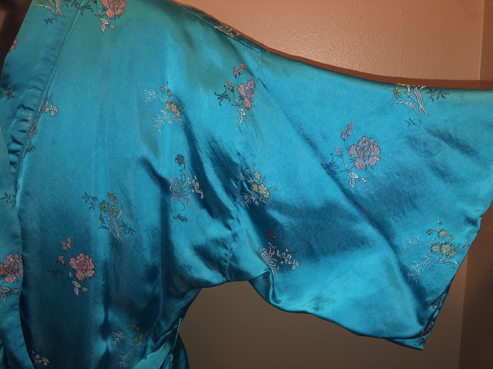 Vintage 1960's Solz Squirrel Floral Blue Rayon Smokin… - Gem