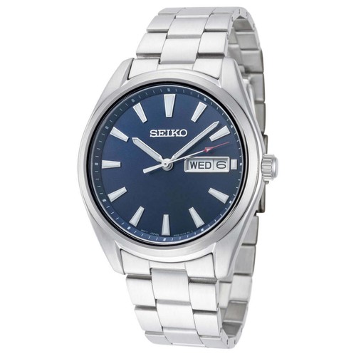 Seiko SUR341P1 Men's Quartz Watch - Blue Dial, Day-Date, Stainless ...