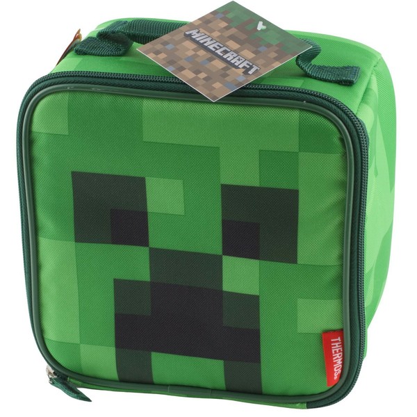 Minecraft School Soft Lunch Bag Tote Kit Boys Square Creeper Green ...