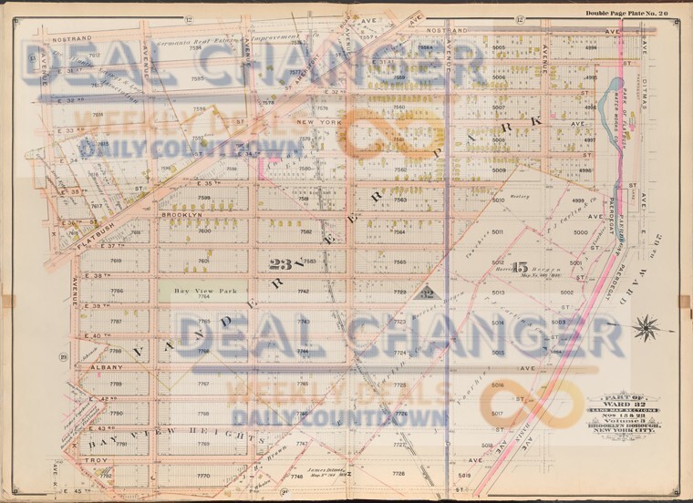 1899 BROOKLYN OLD MAP FLATBUSH NOSTRAND VANDERVEER BAYVIEW HEIGHTS ...