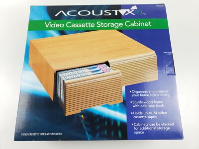 Video Cassette Storage Cabinet Holds 24 VHS Wood Grain NEW | eBay