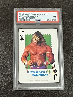 1991 WWF Playing Cards Ultimate Warrior Jack Of Clubs PSA 7 NM WWE HOF ...