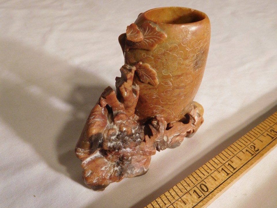 Gorgeous Vintage Brown/Orange Chinese Soapstone Natural Vase | eBay