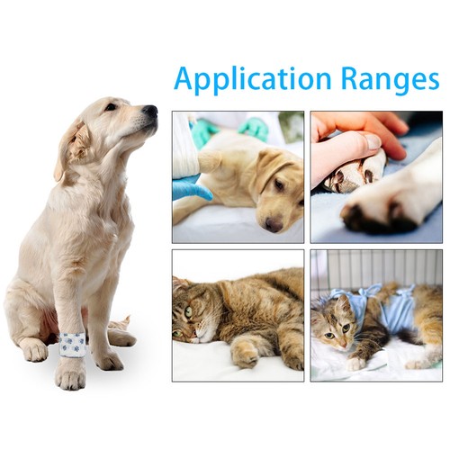 Self Adhesive Pet Bandage Breathable NOn Woven Cats Dogs Injury Elastic ...