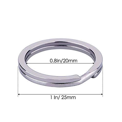 10 Pcs Flat Metal Key Rings 1 Inch Split Keychain Flat O Rings Keys ...