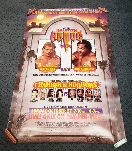 RARE WCW HALLOWEEN HAVOC 1991 ORIGINAL POSTER PPV PROMO WRESTLING 24x36 ...