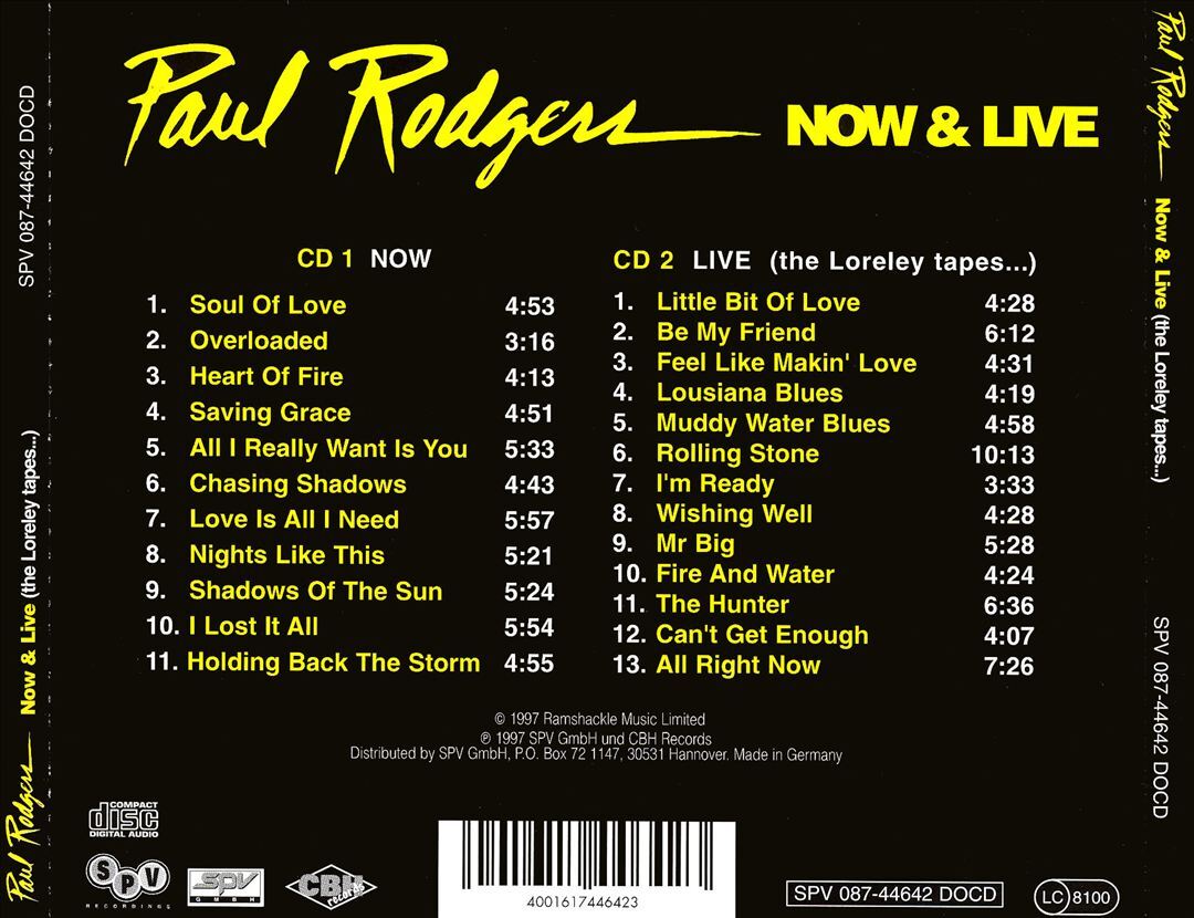 NOW/Live by Paul Rodgers (CD, 2003) for sale online | eBay