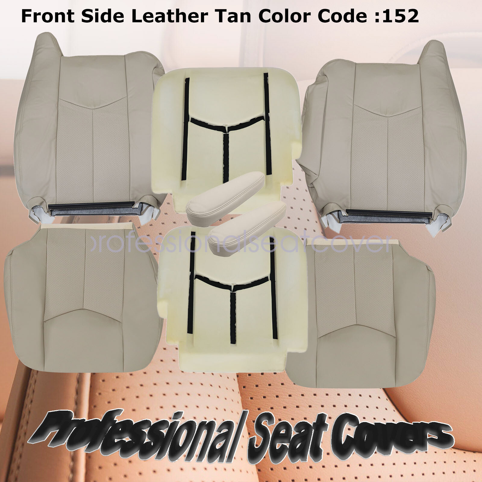 For Cadillac Escalade 2003-2006 Tan Leather Seat Cover & Armrest & Foam ...