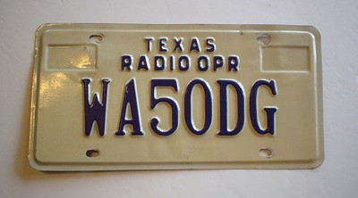 Old 1997 Texas Radio Operator License Plate WA50DG Vintage Embossed | eBay