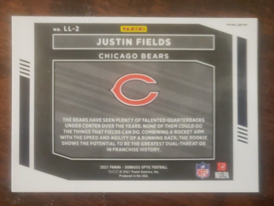 2021 Panini Donruss Optic Legendary Logos JUSTIN FIELDS #LL-2 RC Bears ...