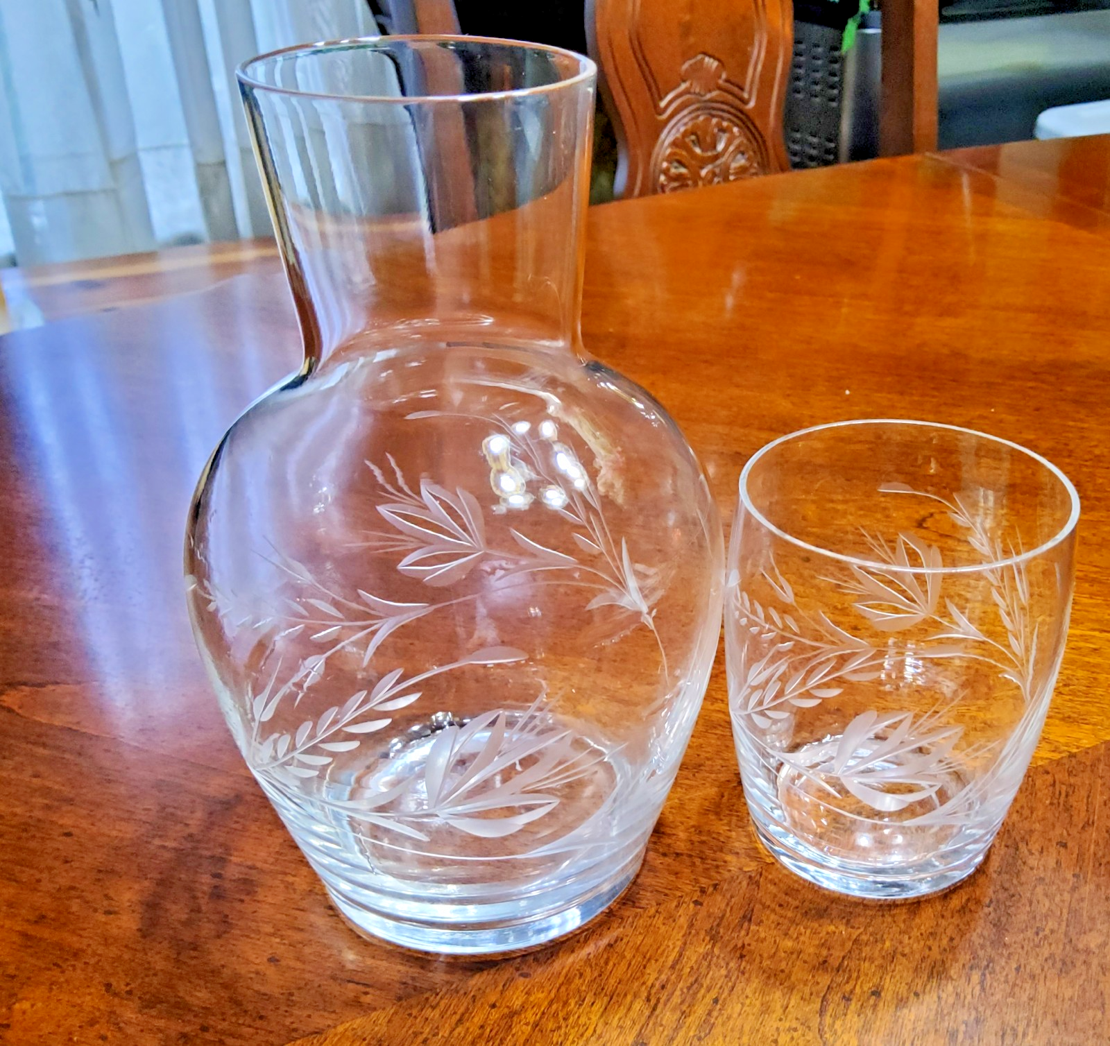 VINTAGE Princess House Crystal Beside Water Carafe Beautifully Etched ...