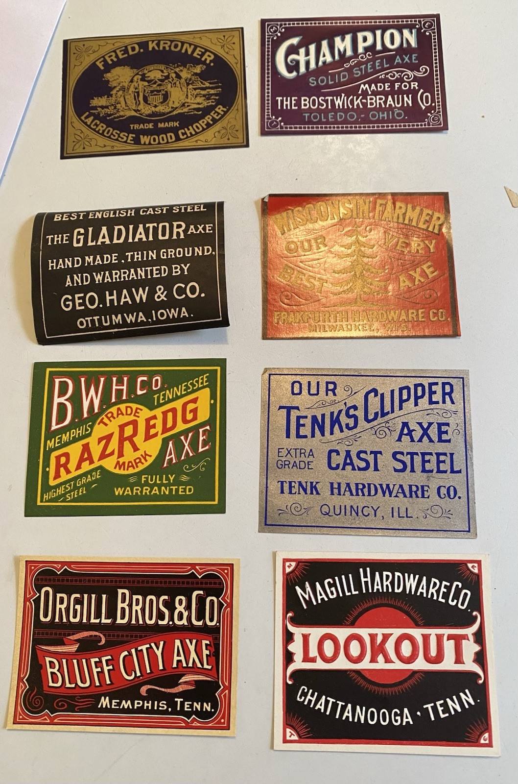 NOS Vintage Mann Edge Tool Paper Axe Labels | eBay