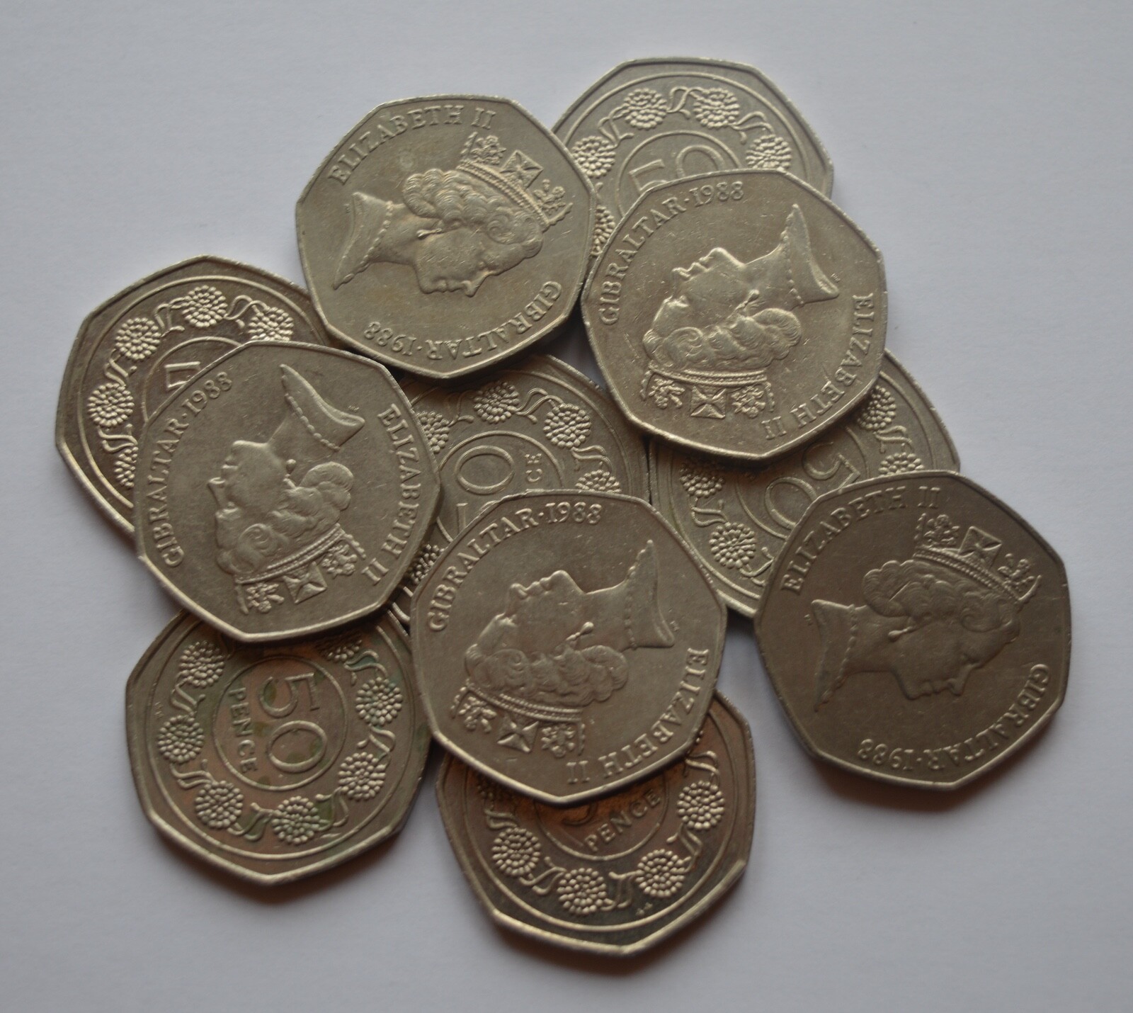 1988 Gibraltar 50p Fifty Pence Candytuft Flower DIE AA Coin | eBay UK
