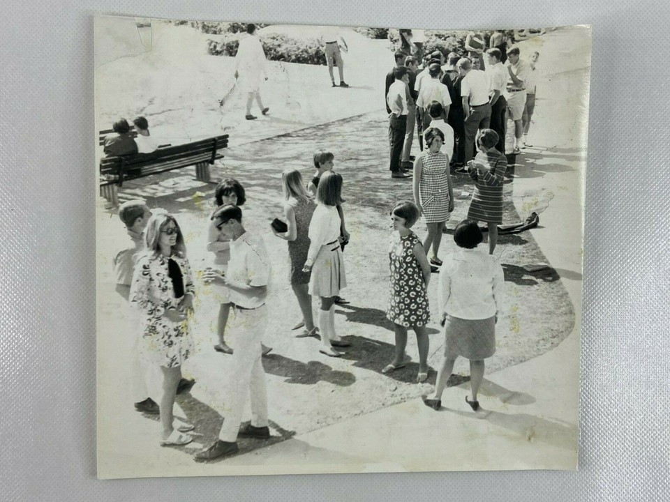 Student Group 70s Fashion School Vintage B&W Photograph Snapshot 7.5 x ...