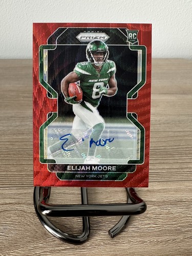 2021 Panini Prizm Elijah Moore Red Wave Prizm Rookie Auto RC /149 Jets ...