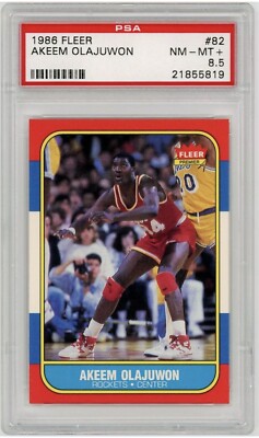 Akeem OLAJUWON Hakeem 1986 Fleer ROOKIE CARD #82 PSA 8.5 RC SHARP🔥🏀📈The ...