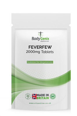 Feverfew 2000mg Tablets Migraine Headaches Menopausal Support Natural ...