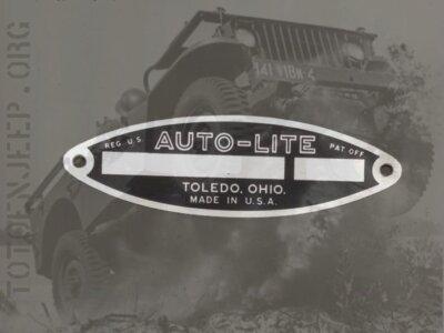 PLAQUETTE DATA PLATE DEMARREUR AUTOLITE 12V LATE . JEEP WILLYS US WW2 ...