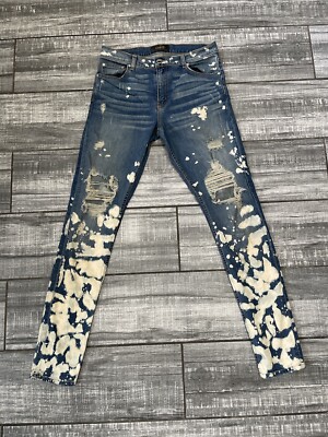 Oro Los Angeles Jeans Slim Ripped Distress Streetwear Rocker Punk Size ...