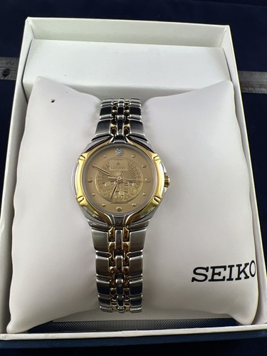 Seiko Ladies 7N82-OATO Two Tone SS Calender Analog Quartz Watch NEW ...