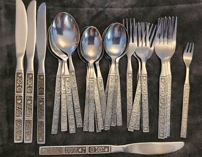 29 Pieces SPRING FEVER Northland Stainless Flatware Korea Mid Century ...