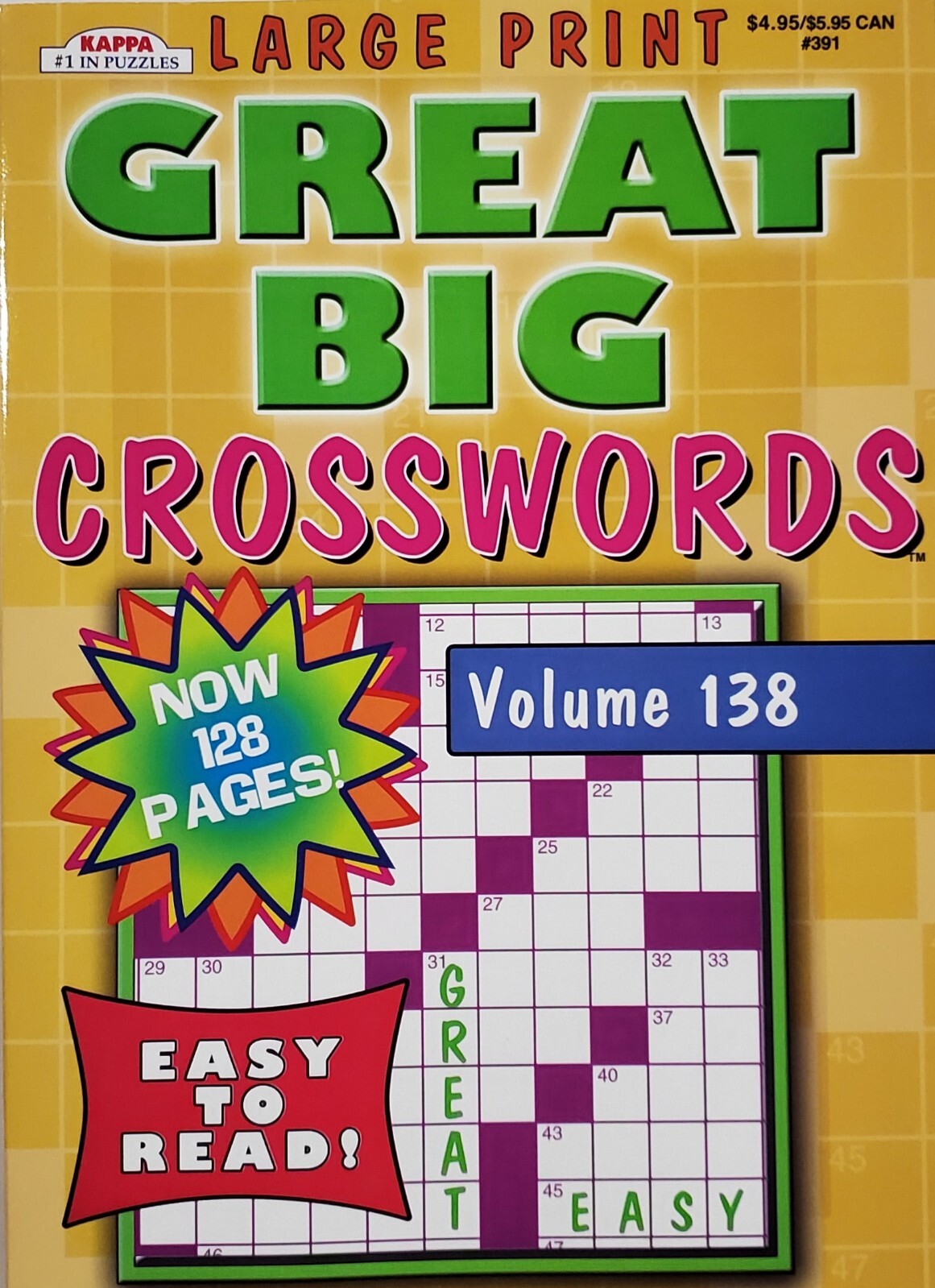 2 Large Print Great Big Crosswords Puzzle Books Vol# 137, 138 Hobby ...