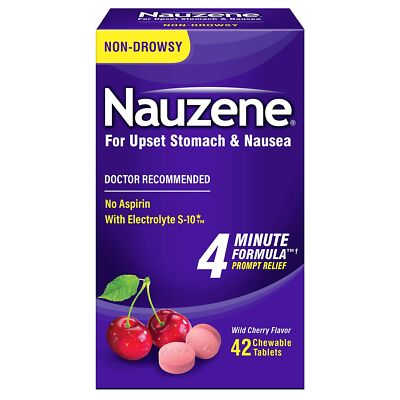 Nauzene Upset Stomach & Nausea Chewable Tablets Flavor, Wild Cherry, 42 ...