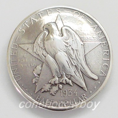 Texas Centennial Half Dollar Eagle Star Reproduction Coin Concho Screw ...