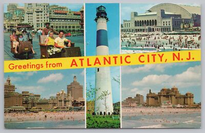 Hotel~Rolling Chair Parade Lighthouse Skyline Traymore Hotel~Vintage ...