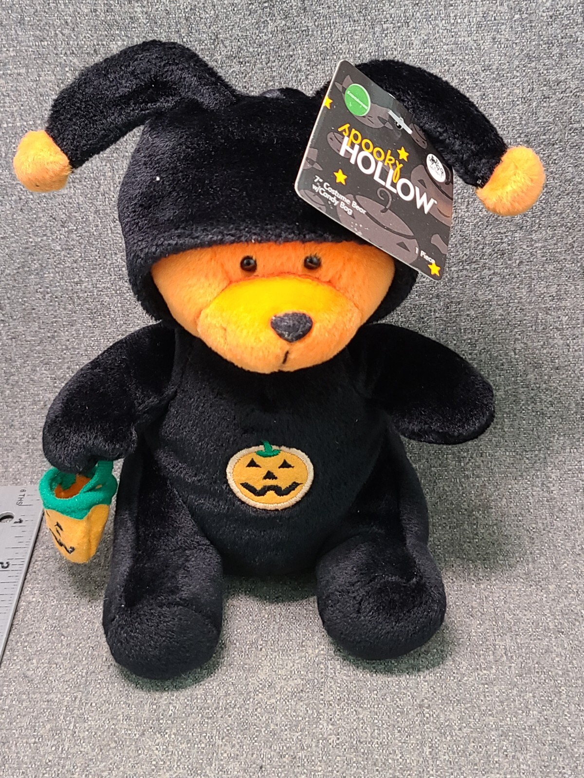 Fiesta Plush Teddy Bear Jester Halloween Pumpkin Trick or Treat Bag 7 ...