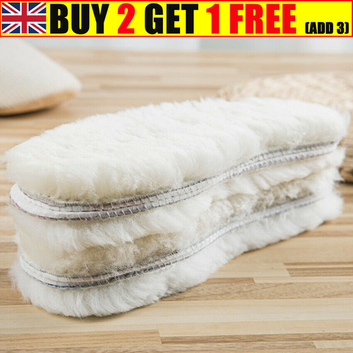 SHEEPSKIN INSOLES SOFT WARM THERMAL INNER FLEECE WOOL PAIR BOOTS SHOE ...