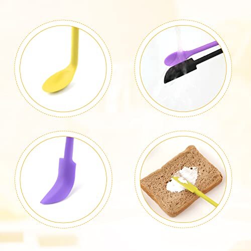8 Pack Mini Silicone Spatula Set Double Ended Jar Scraper Tiny Spatula ...
