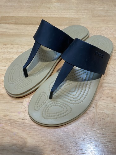 Crocs Tulum Flip Sandal Women’s Size 7 Black/Tan (AA) | eBay