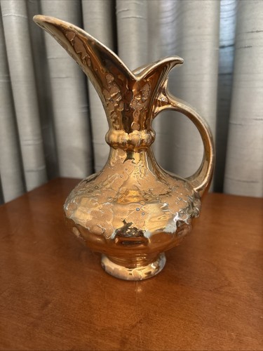 Vintage Weeping Gold Drip Over Turquoise Ewer Pitcher Vase 22K- 24K | eBay