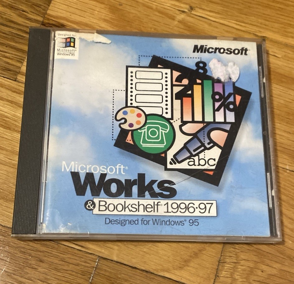 Microsoft Works & Bookshelf '96-97 PC Software With Key Vintage ...