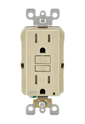 Leviton R01-AFTR1-0KI 15A Wall Mounted Tamper-Resistant AFCI Receptacle ...